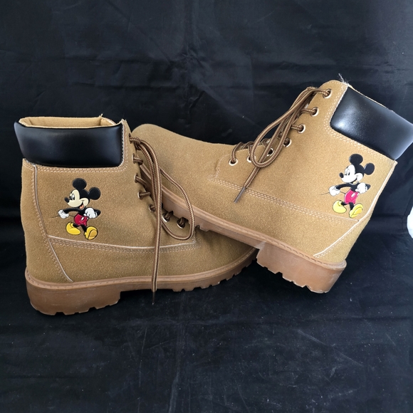 Disney | Shoes | Disney Brown Lace Up Boots With Mickey Mouse Design ...